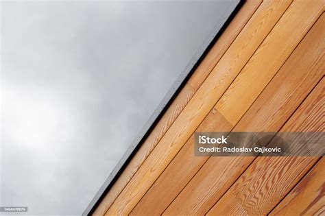 Diagonal Line Modern Architecture Detail Red Cedar Wood Cladding And