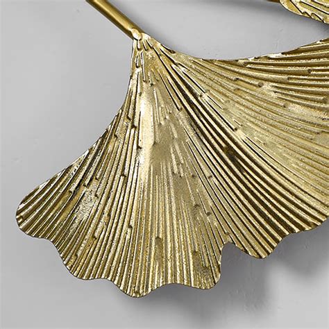 3D Golden Metal Ginkgo Leaves Light Luxury Wall Decor Art Homary