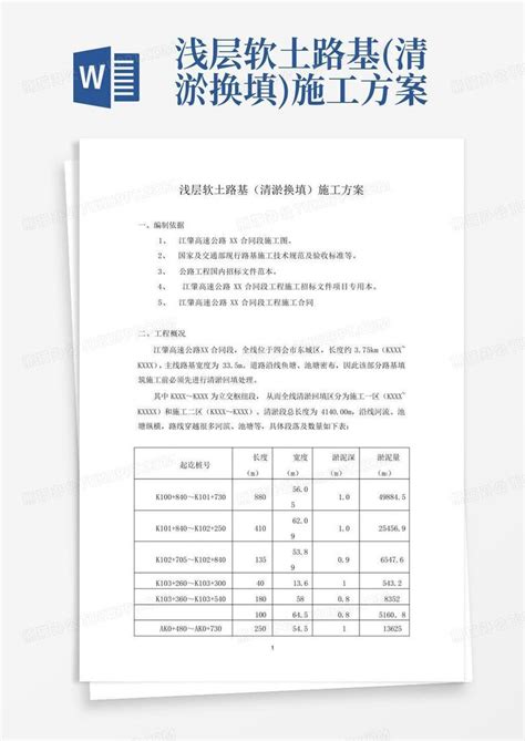 浅层软土路基清淤换填施工方案word模板下载编号qrbmakom熊猫办公