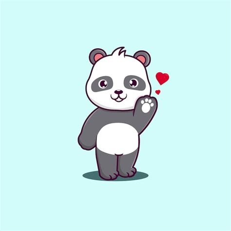 Premium Vector Cute Panda Say Hello Cartoon Illustration