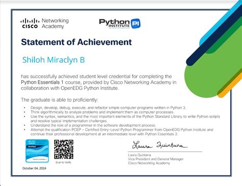 Shiloh Miraclyn On Linkedin Python Cisco Pythonprogramming Learningjourney Pythonessentials