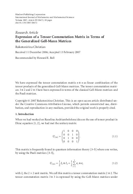 Pdf Rectangle Gell Mann Matrices Ra Ra