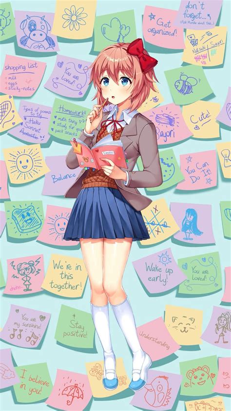 Sayori Phone Wallpaper Literature Club Cute Anime Character Game