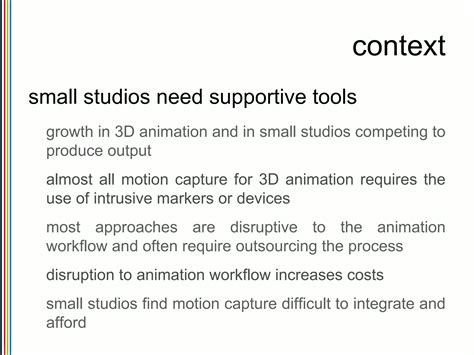 3d Character Performance Capture Based On Hand Motion Analysis Ppt