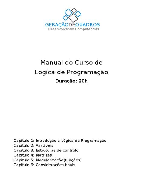 Manual Do Curso De Logica De Programacao Pdf Algoritmos Estrutura