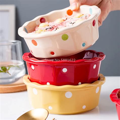 웨이브 도트 그릇 세라믹 그릇 작은 그릇 과일 샐러드 그릇 아침 식사 그릇 시리얼 그릇 가정용 크리에이티브 식기그릇 Aliexpress