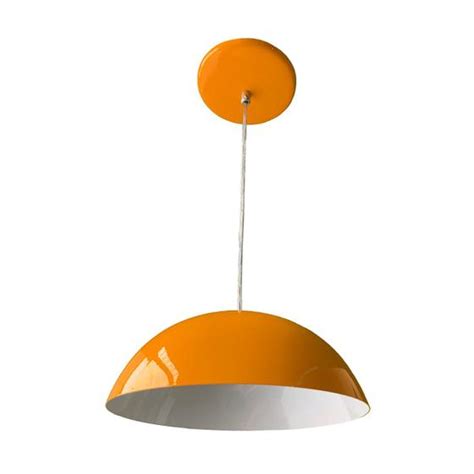 Luminária Pendente Meia Lua 24cm Fundo Branco Brilho Fiação 110