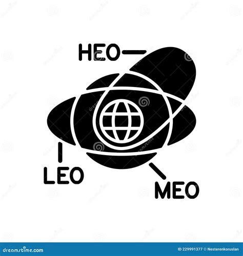 Geocentric Orbit Type Satellites Black Glyph Icon Stock Vector