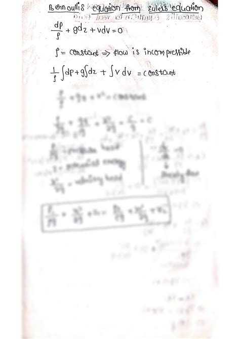 SOLUTION Bernoulli Equation From Eulers Equation Studypool