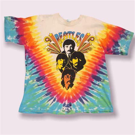 Vintage The Beatles Tshirt Xl Tie Dye 90s Fotl Single Gem