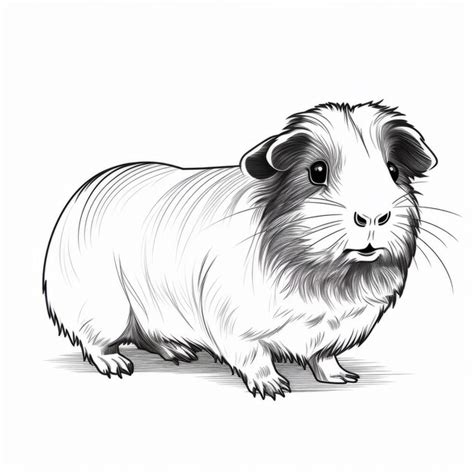 Premium Photo Handdrawn Black And White Guinea Pig Vector Illustration