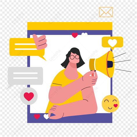 손으로 그린 만화 통신 미디어 스피커 그림 영향 사업 Png 일러스트 무료 다운로드 Lovepik