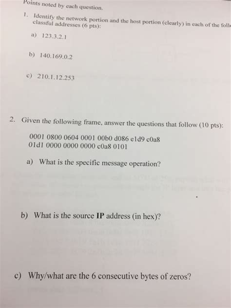 Solved Identify The Network Portion And The Host Portion