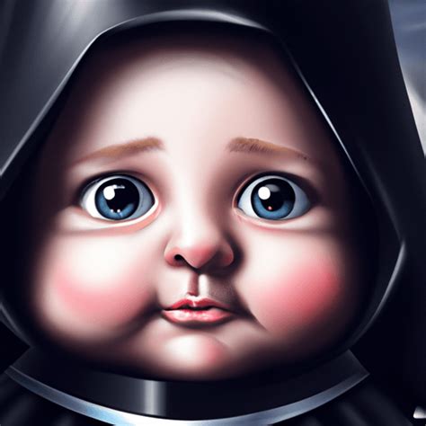 Cute Adorable Baby Darth Vader Kawaii Cute HD Digital Painting Creative Fabrica