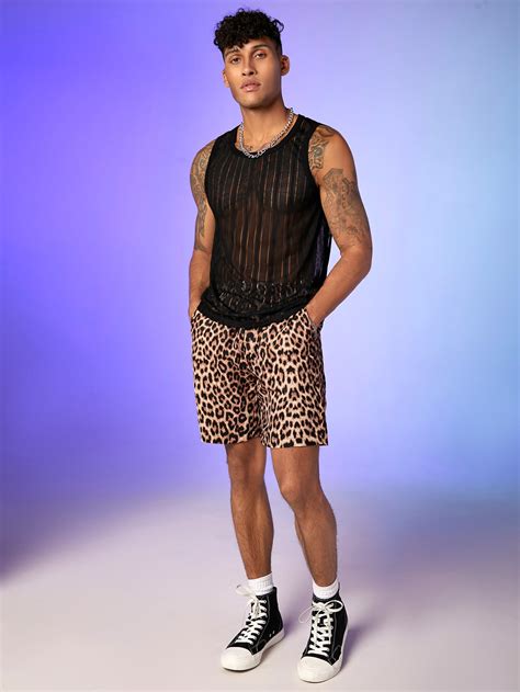 Manfinity Fever City Men Striped Print Mesh Tank Top SHEIN USA