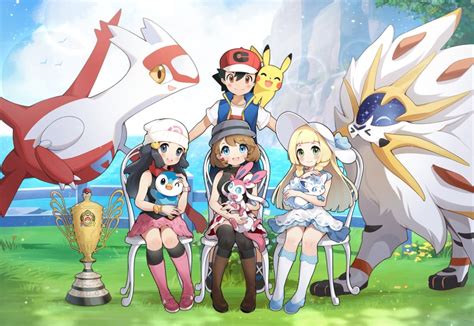 Pikachu Dawn Lillie Ash Ketchum Serena And 5 More Pokemon And 4