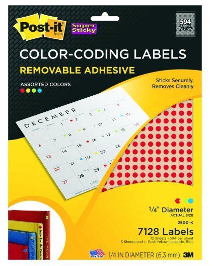 Post It Super Sticky Removable Color Coding Round Labels 0 25 Inch Diameter Assorted Colors