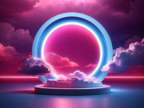 Premium AI Image D Render Abstract Neon Background With Illuminated Cloud And Mystical Foggy