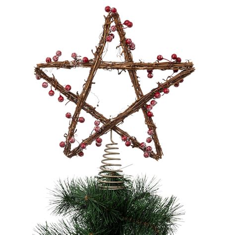 Puntale Albero Baies Marrone Addobbi Albero Di Natale Eminza
