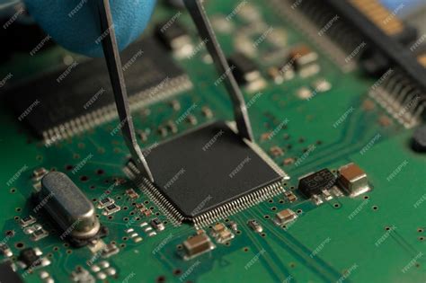 Premium Photo Cpu Chip On Motherboard With Microcircuits And Other