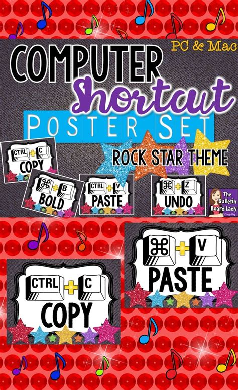 Computer Shortcuts Posters For Computer Lab Rock Star Theme Rock Star Theme Computer Lab