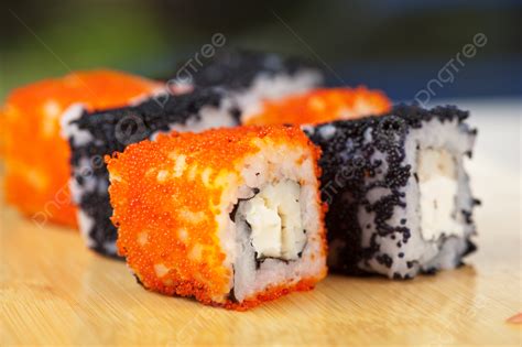Tobico Sushi Rolls Asian Calorie Oriental Photo Background And Picture