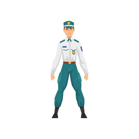 유니폼 을 입은 경찰관 전문 경찰자 ⁇ 색 배경 에 있는 캐릭터 ⁇ 터 일러스트레이션 프리미엄 벡터
