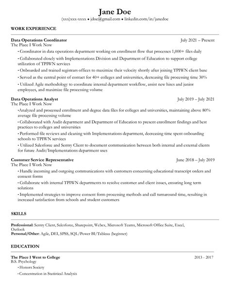 Data Operations Coordinator Ways To Improve Wordingquantify Impact