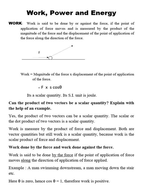Work Power And Energy Ready Pdf Force Power Physics