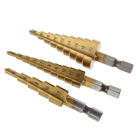 3pcsset Hss Step Drill Bits Metric Titanium Step Drill Bit 3 12mm 4