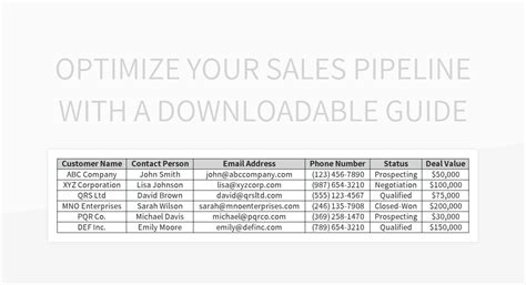 Optimize Your Sales Pipeline With A Downloadable Guide Excel Template