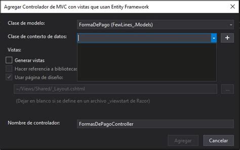 C Cuando Creo Un Controlador No Me Aparece La Clase De Contexto De Datos ¿como Lo Puedo