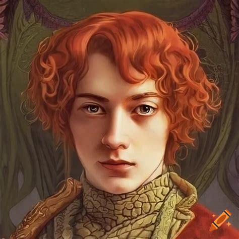 Illustration Of A Prince With Red Hair And Deep Brown Eyes On Craiyon