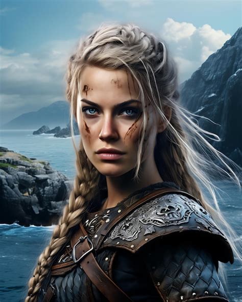 Premium Ai Image Illustration Of A Female Viking Warrior Merging The