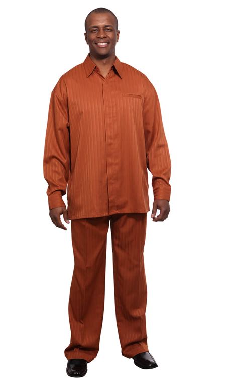 Mens Walking Suit 2752 Ru 2pc Shadow Stripe Breast Pocket Long Sle