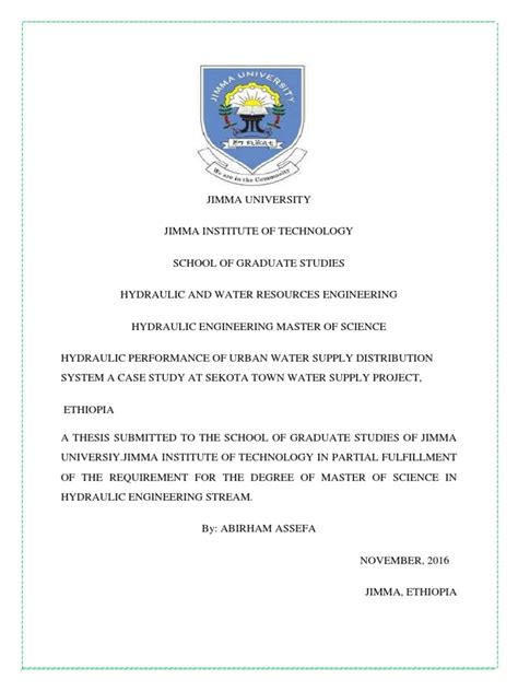 Final Thesis Corected Pdf Water Supply Water Supply Network