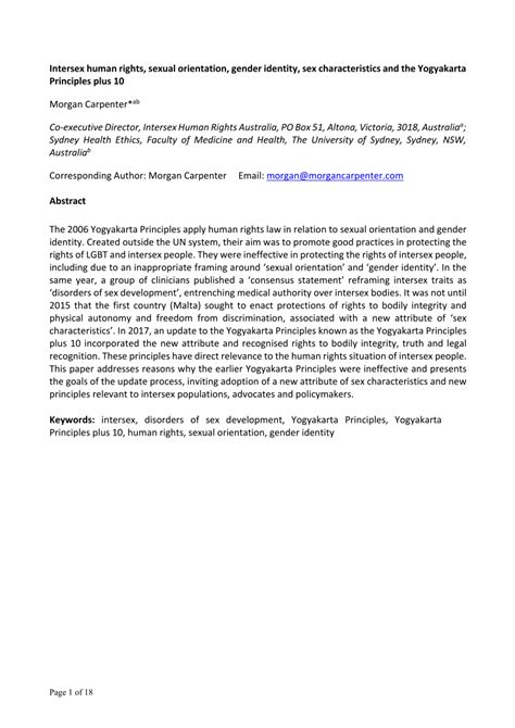Pdf Intersex Human Rights Sexual Orientation Gender Identity Sex Characteristics And The Pdf Intersex Human Rights Sexual Orientation Gender Identity Sex Characteristics And The