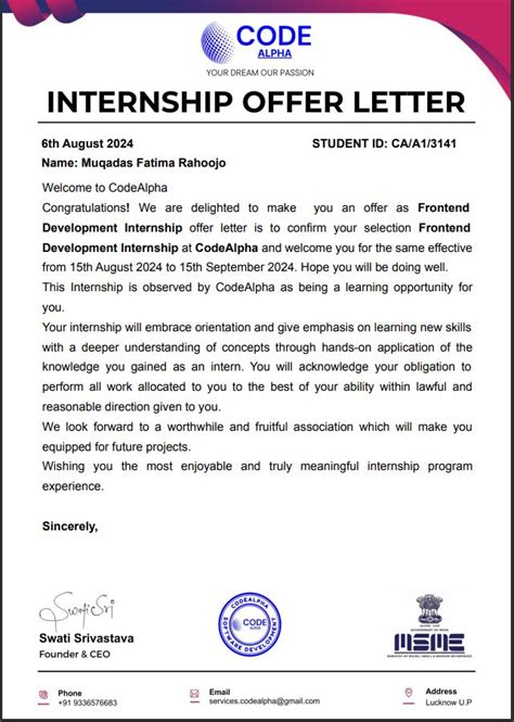 Muqadas Fatima Rahoojo On Linkedin Internship Codealpha Techjourney