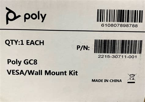 Polycom Gc8 Vesa Wall Mount Kit P N 2215 30711 001 Lpav