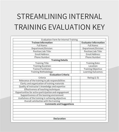 Streamlining Internal Training Evaluation Key Excel Template And Google