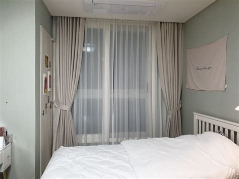 포근한 크림색 암막 이중커튼 시공갤러리 이원데코