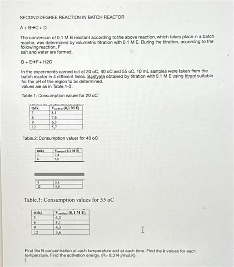 Solved Second Degree Reaction In Batch Reactor A B C D Chegg