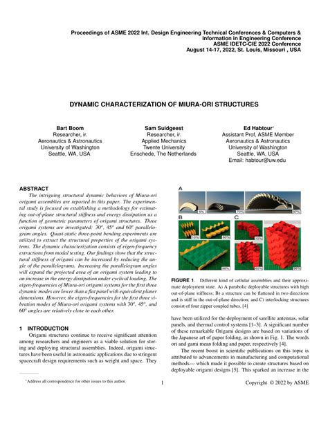 pdf dynamic characterization of miura ori structures