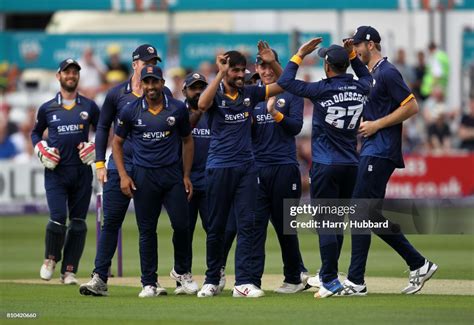 Mohammad Amir Of Essex Celebrates The Wicket Of Jason Roy During The