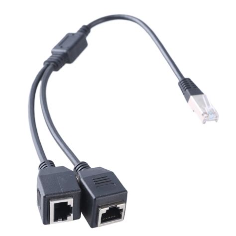 Ethernet Cable Splitter RJ45 Male To Double Female Ports Ethernet Y Adapter Ethernet Splitter