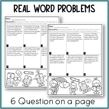 Adding And Subtracting Fractions Word Problems Worksheets Coloring Activity