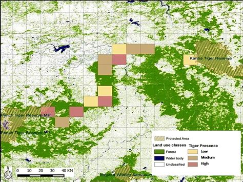 Map Showing The Tiger Presence Grids In Kanhapench Corridor Download