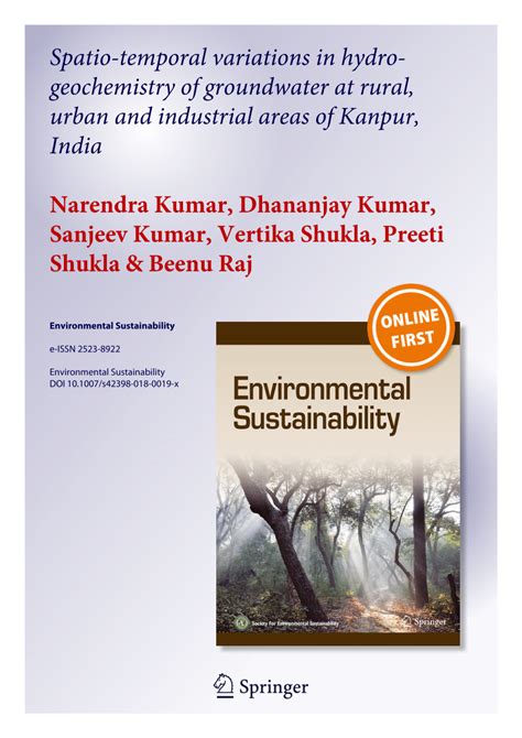 Pdf Spatio Temporal Variations In Hydro Geochemistry Of Groundwater