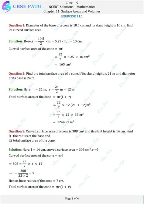 Ncert Solutions For Class 9 Maths Exercise 111 Surface Areas And