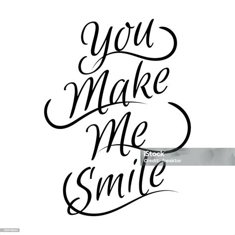 당신은 나에게 미소 편지를 합니다 스타일리스트 블랙 영감 긍정적 인 따옴표 벡터의 편지 간단한 장식 손 편지 따옴표 그림 템플릿입니다 개념에 대한 스톡 벡터 아트 및 기타